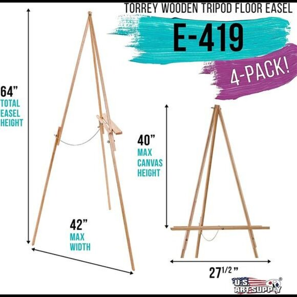 Holiday | 64 High Torrey Wooden Aframe Tripod Studio Artist Floor Easel ...
